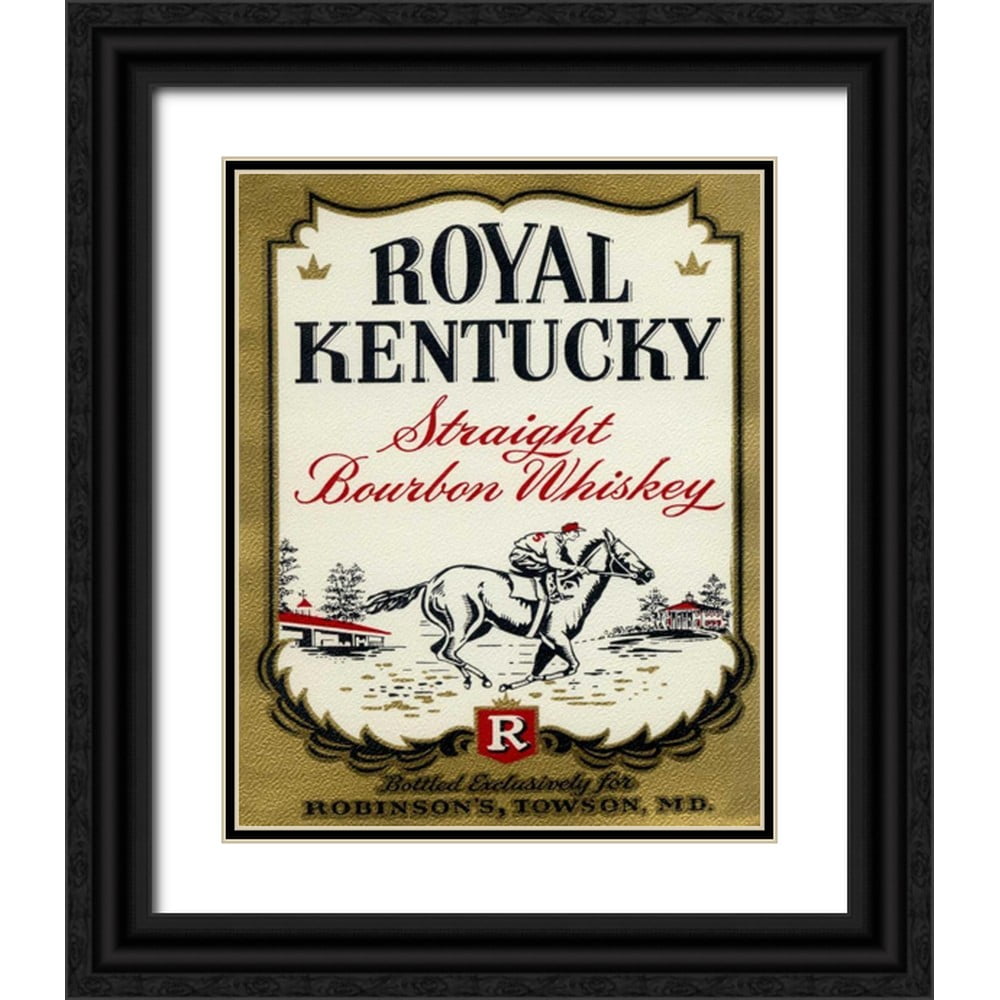 Vintage Booze Labels 12x14 Black Ornate Wood Framed with Double Matting ...