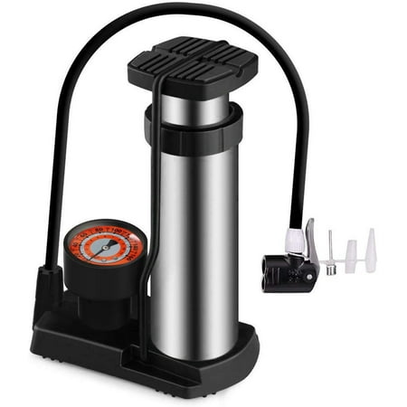 Mini Bike Pump, Aluminum Alloy Portable Bike Floor Pump with Pressure ...