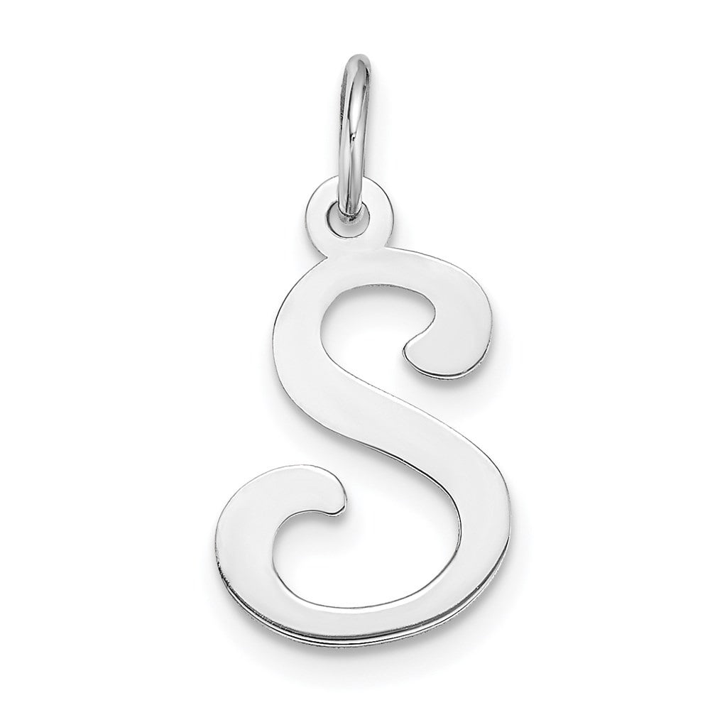 Auriga 14k White Gold Letter S Initial Charm Pendant for Women ...