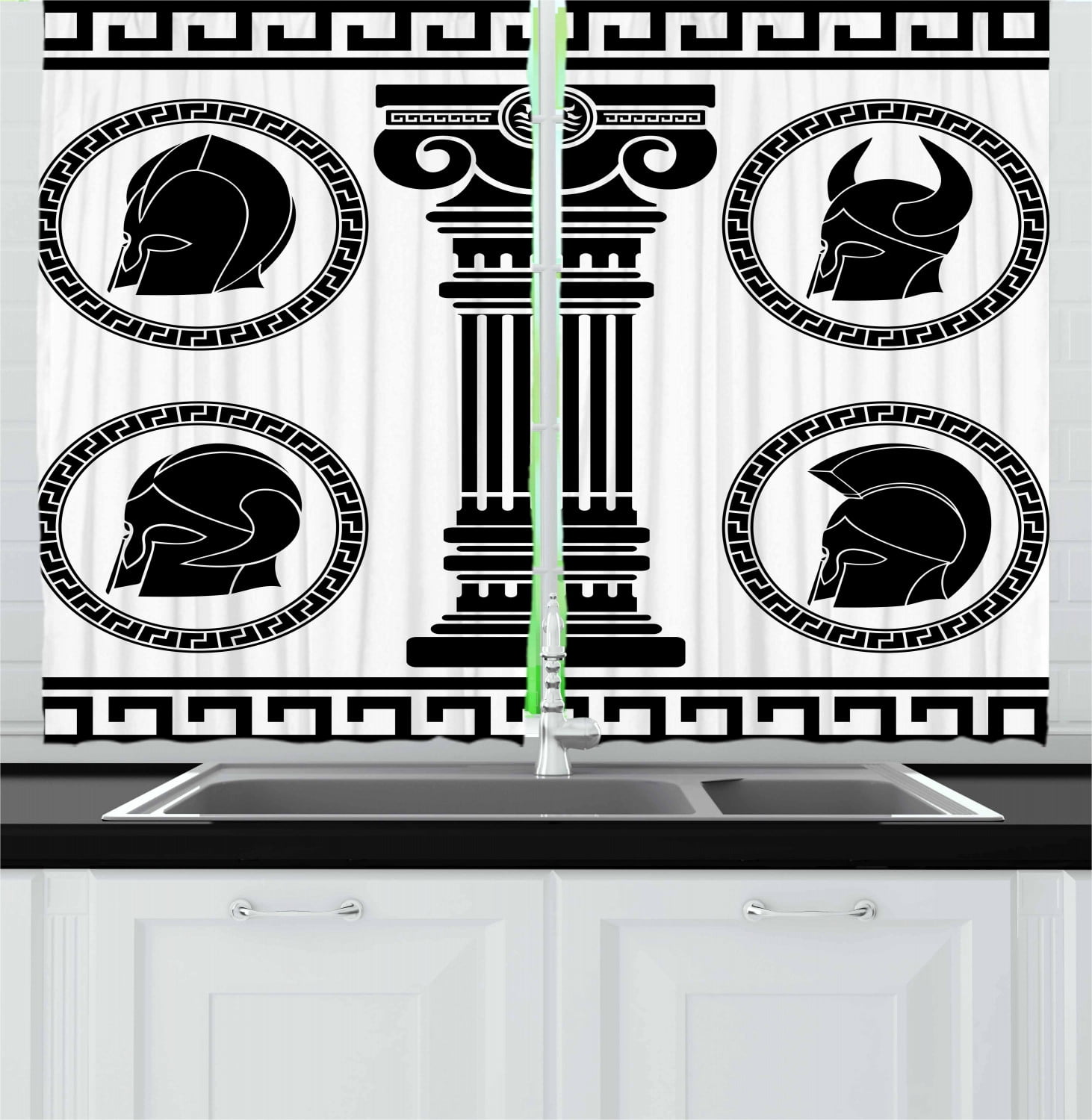 Toga Party Curtains 2 Panels Set, Patterned Circular Frames with ...