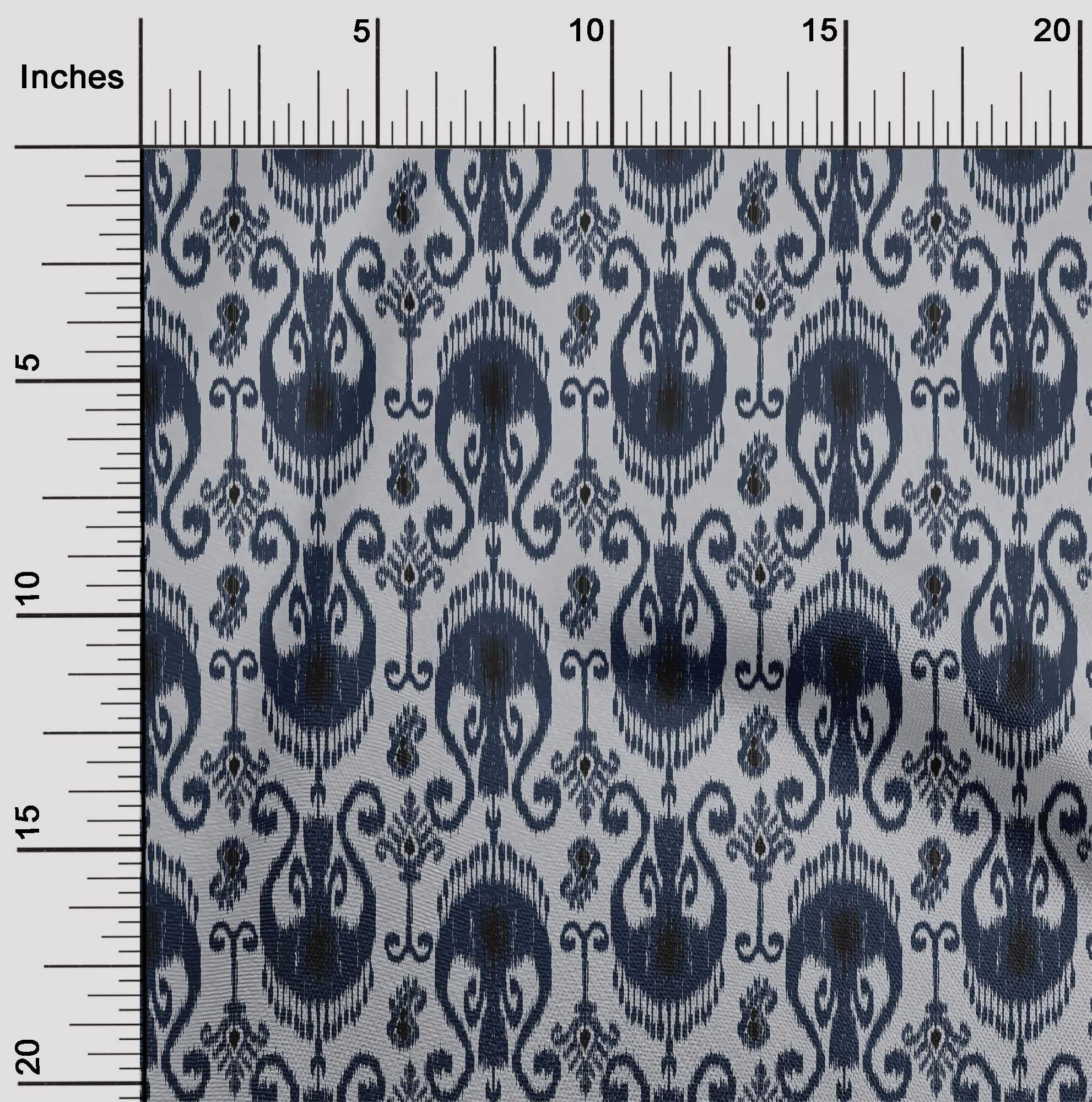 oneOone Silk Tabby Dark Navy Blue Fabric Ethnic Ikat Fabric For Sewing ...