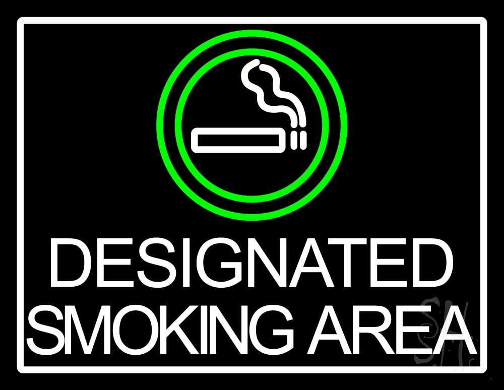 Designated Smoking Area LED Neon Sign 24 x 31 - inches, Clear Edge Cut ...