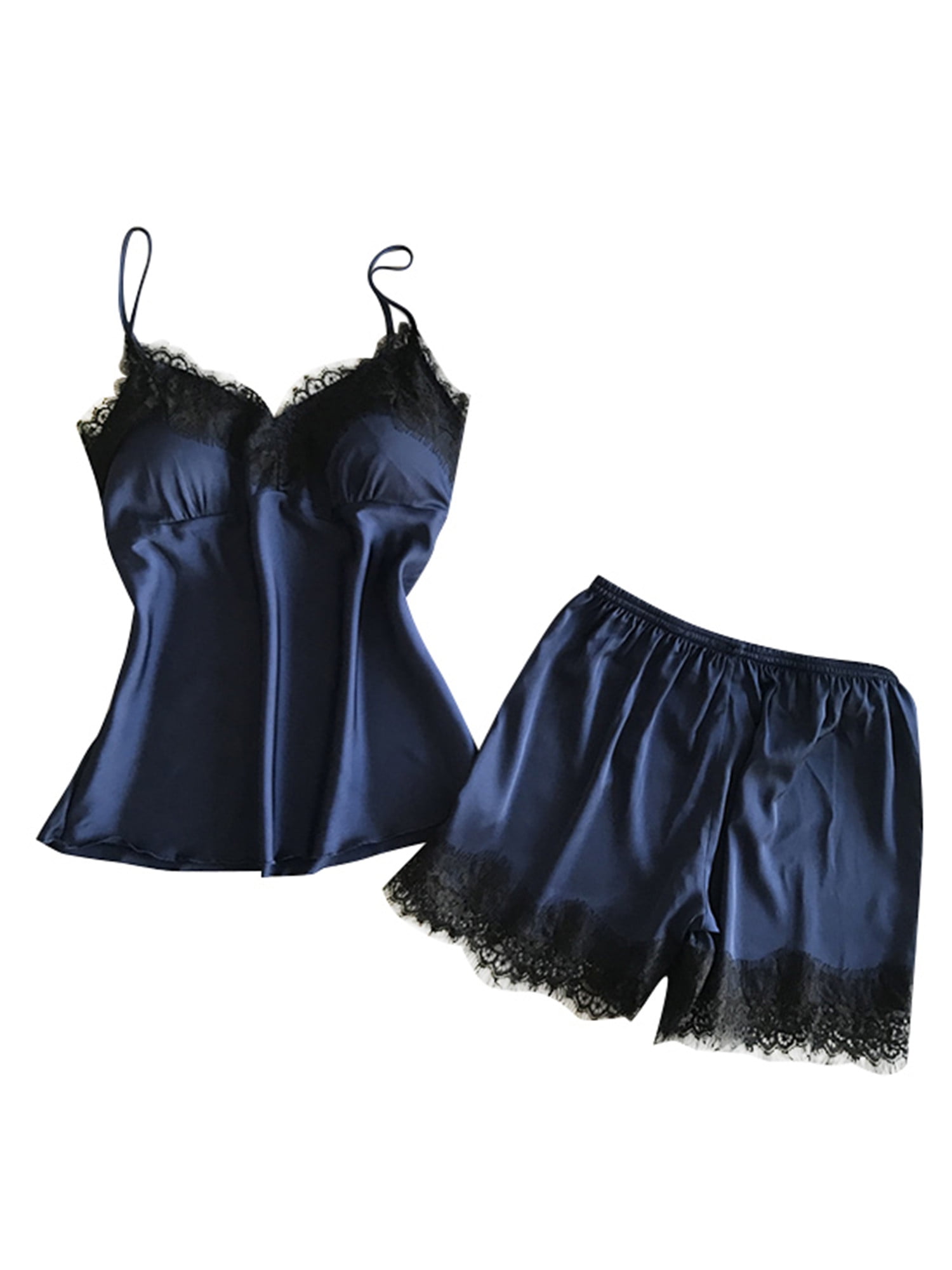 Gvmfive Women Sexy Lingerie Set Satin Cami Shorts Pajamas Set Nightwear ...