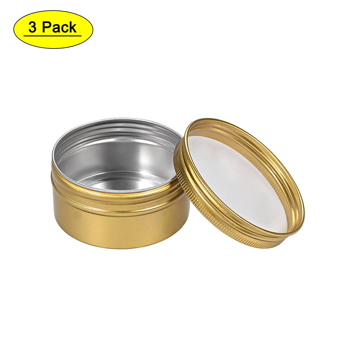 Uxcell 2.7oz 80ml Screw Top Lid Round Aluminum Cans Tin Containers Gold ...