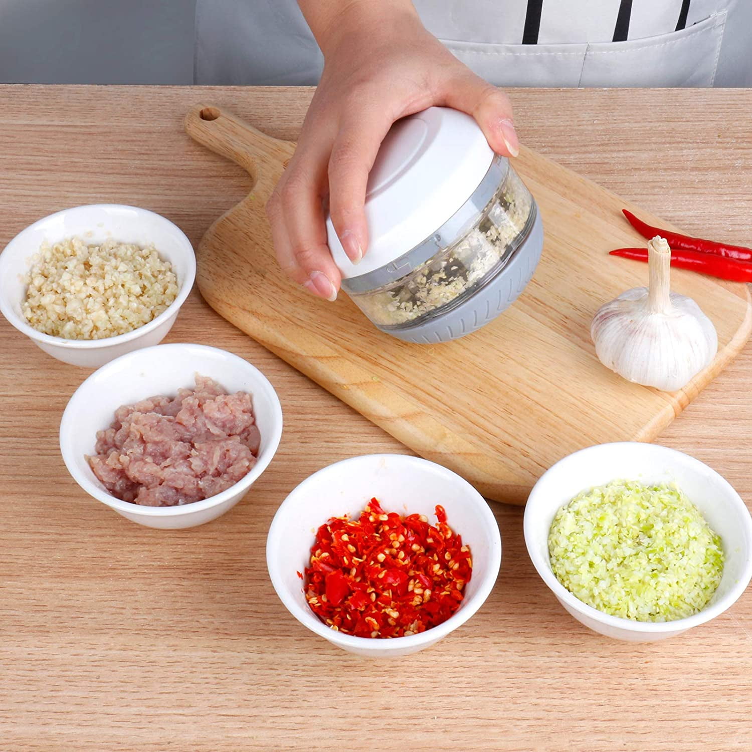 iHave Garlic Chopper with Garlic Peeler, Vegetable Chopper Mini Food ...
