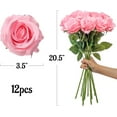Mocoosy 12PCS Pink Artificial Roses, Silk Flowers for Wedding, Party ...