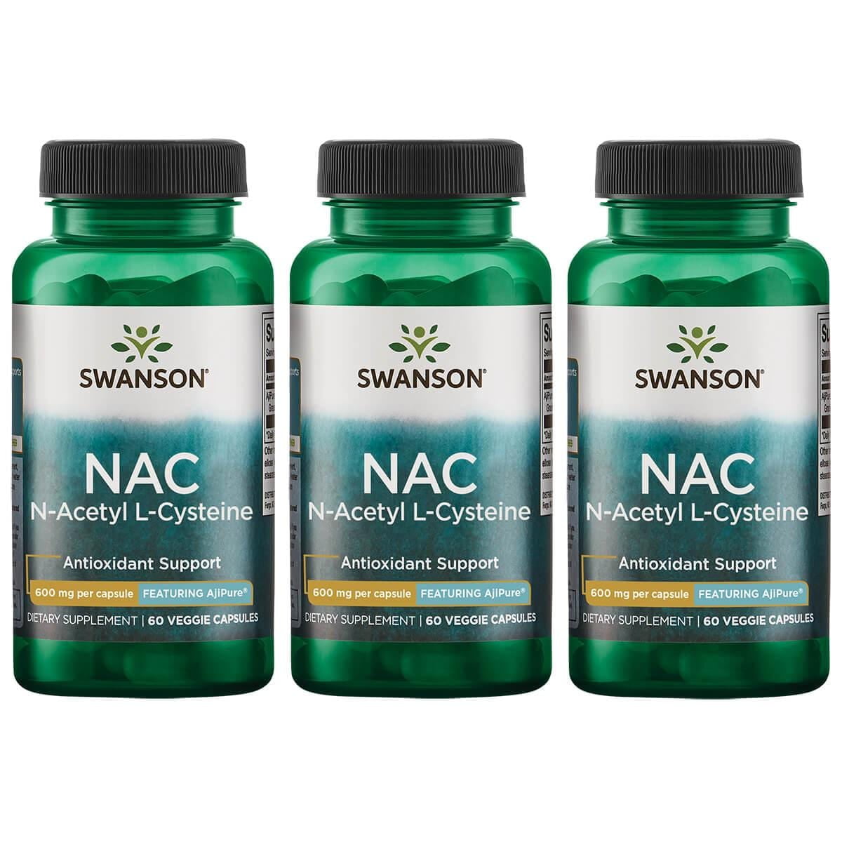 Swanson Nac N-Acetyl L-Cysteine - Featuring Ajipure 600 mg 60 Veg Caps ...