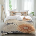 4 Piece Duvet Cover Set Cal king, White Orange Dahlia Soft Breathable ...
