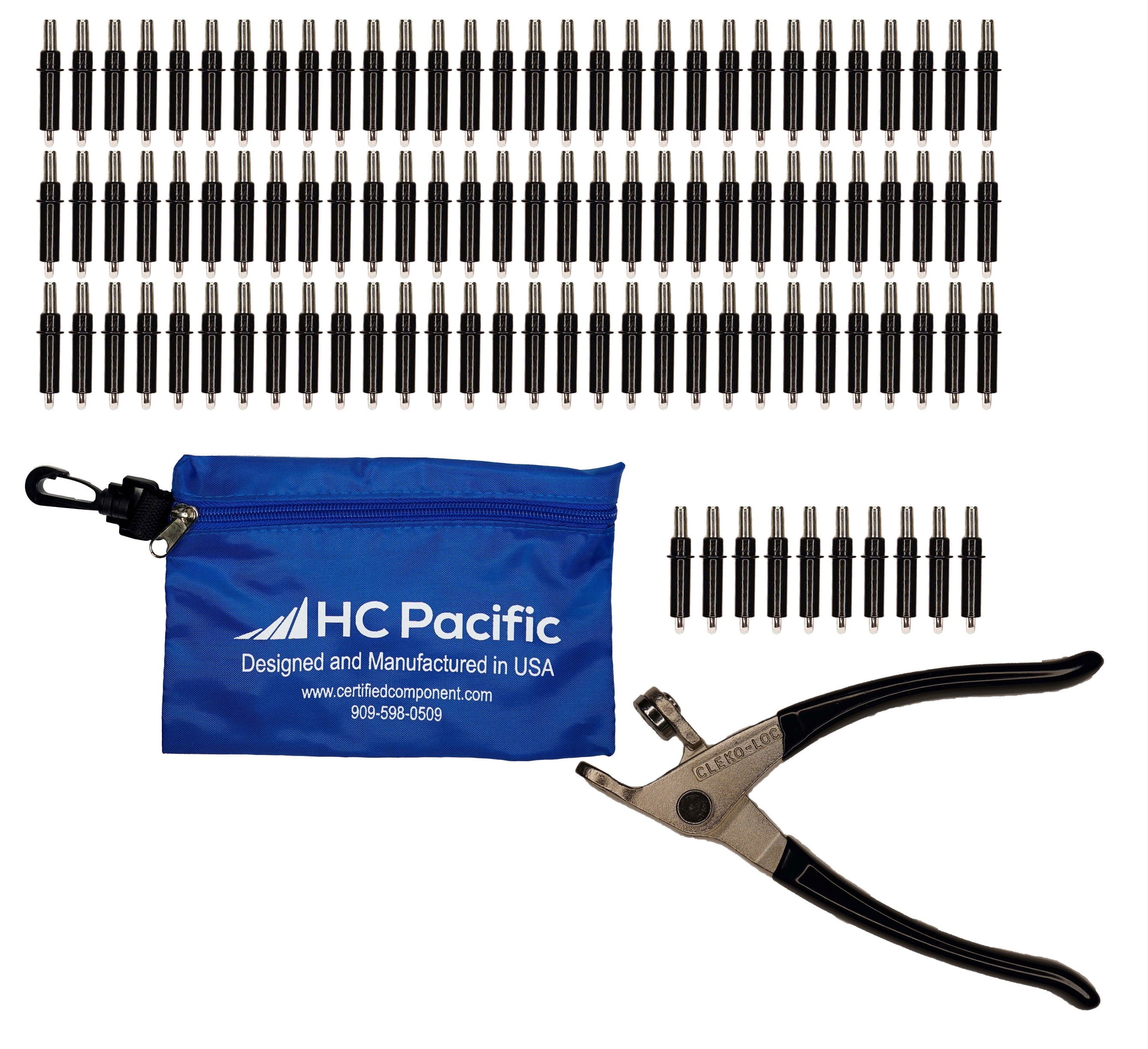 100 each C5/32 Cleco Fasteners (Made in USA) with Pliers and Pouch ...