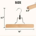 BP4U 12-Pack Wooden Pants Hangers with Felt Lining, 12" Non-Slip Clamp ...
