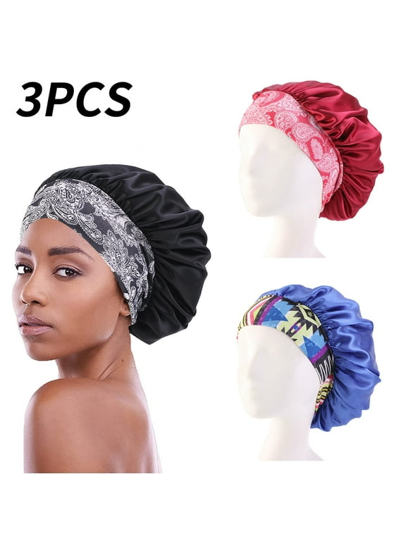 Womens Soft Pure Satin Silk Sleeping Caps Night Sleep Hats Hair Scarves ...