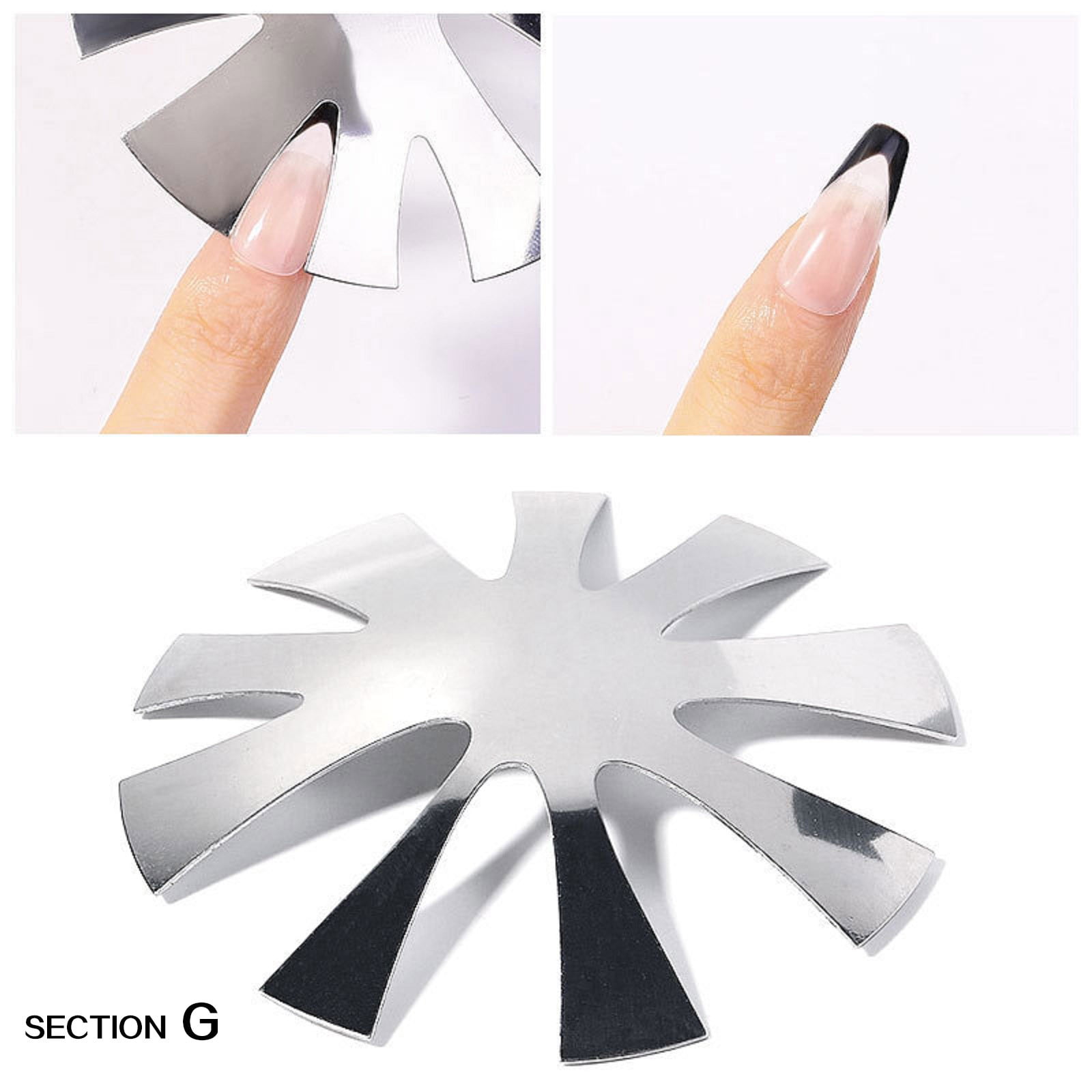 Silver crystal French nail template stainless steel color template ...
