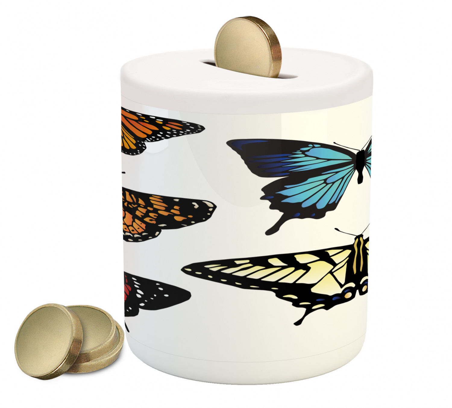 Swallowtail Butterfly Piggy Bank, 5 Different Butterflies Colorful ...