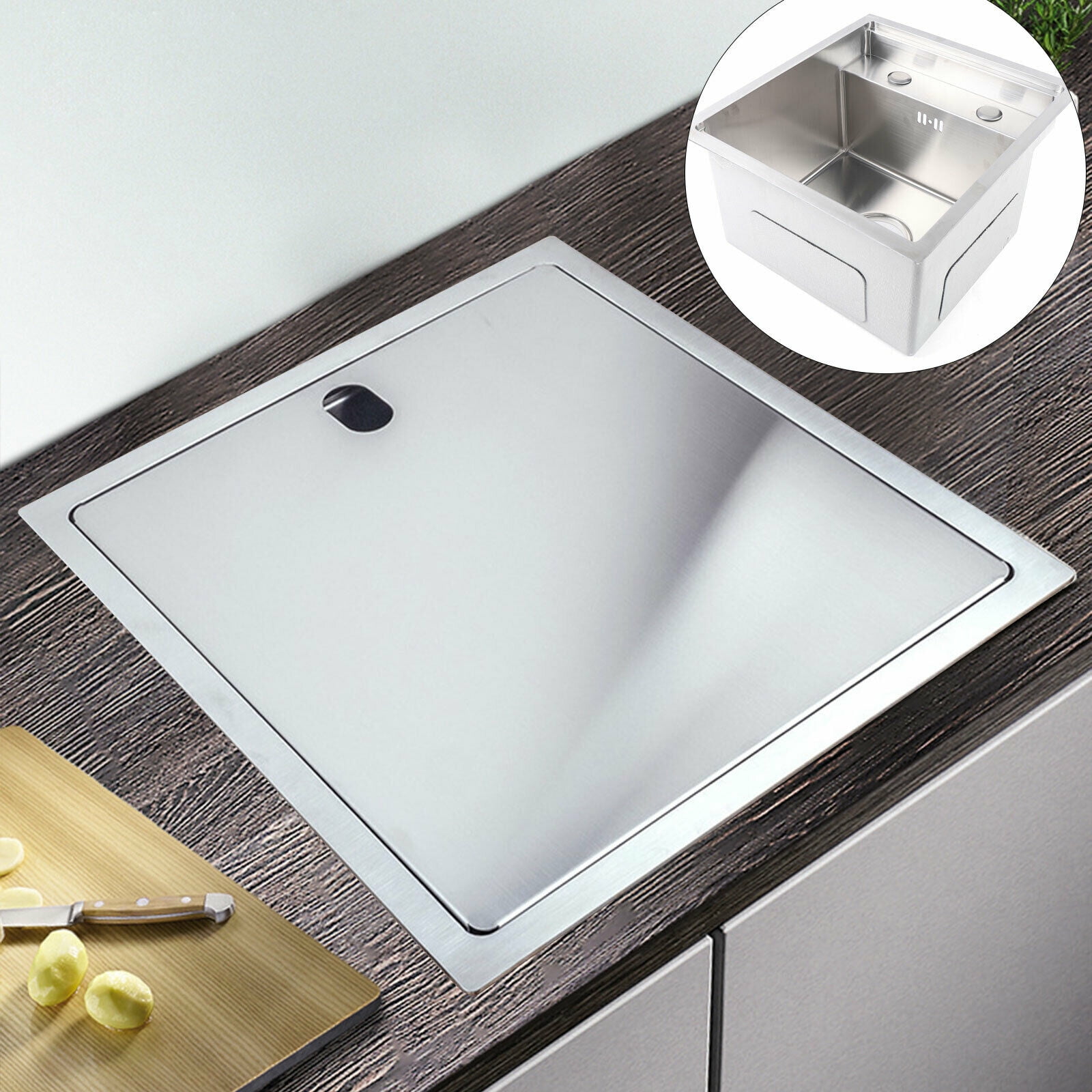 Flkoendmall Stainless Steel Kitchen Sink Single Bowl Hidden Sink with ...