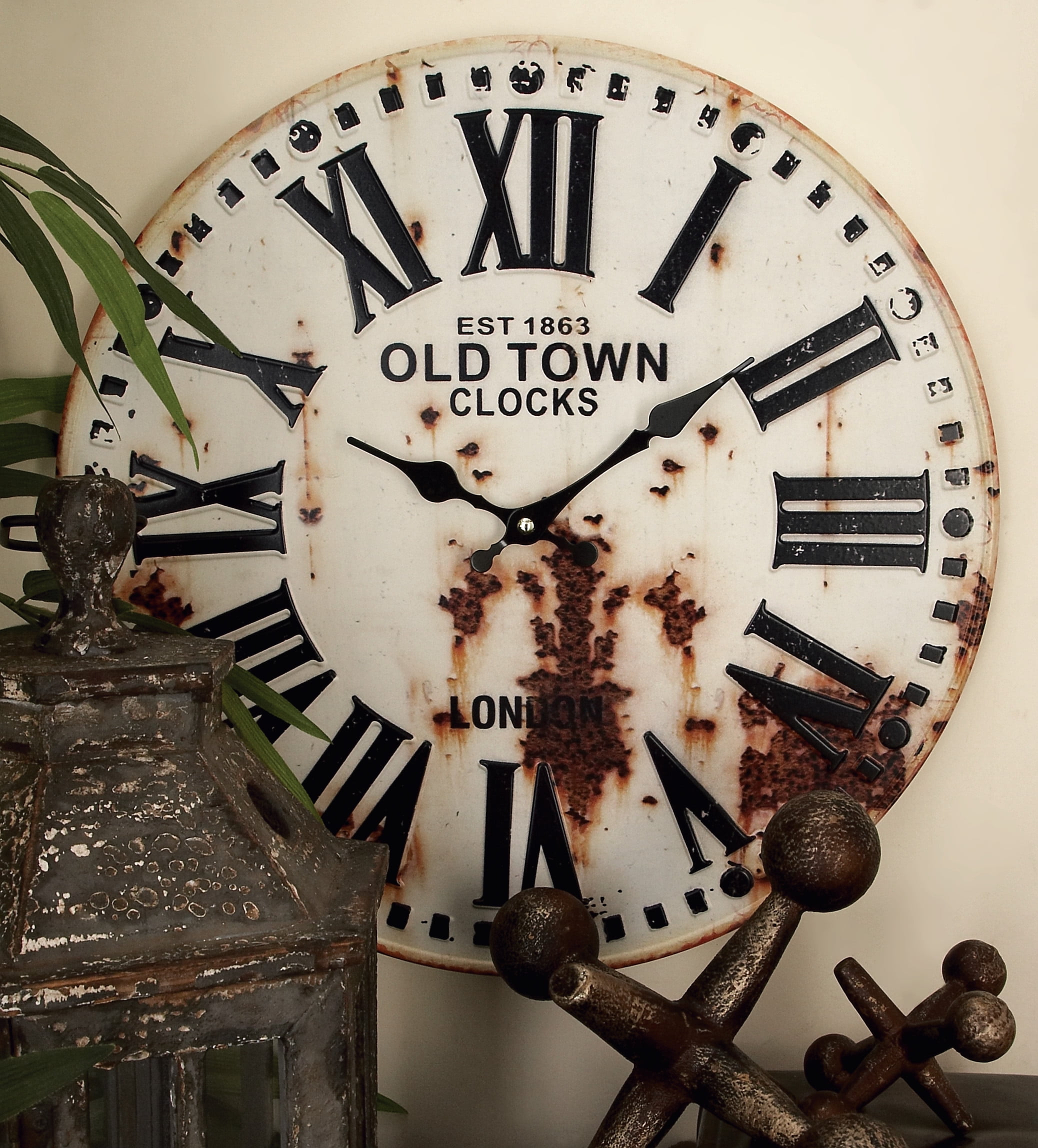 DecMode Round Multicolored Vintage Style Metal Wall Clock, Set of 2: 16 ...