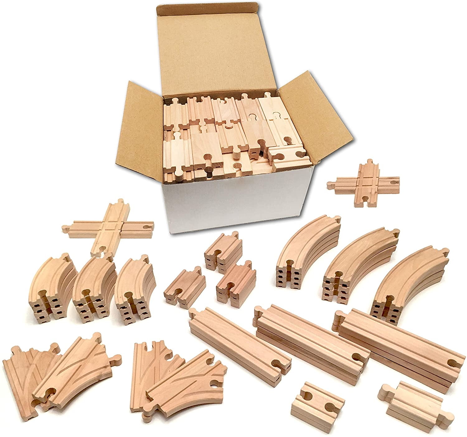 Tiny Conductors 52 Piece Wooden Train Track Set - 100% mader Tiny Conductors Tiny Conductors ...