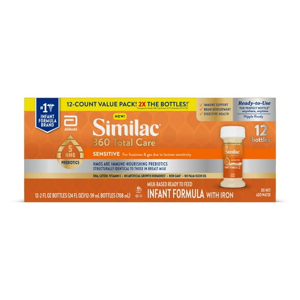 Similac 360 Total Care Sensitive Infant Formula, Ready-to-Feed, 2-fl-oz ...