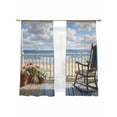 Beach Balcony Blue Ocean Sailing Boat Sheer Curtains 2 Panels Set ...