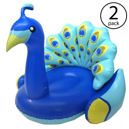 Swimline Giant Inflatable Peacock Swimming Pool Float with Backrest (2 ...