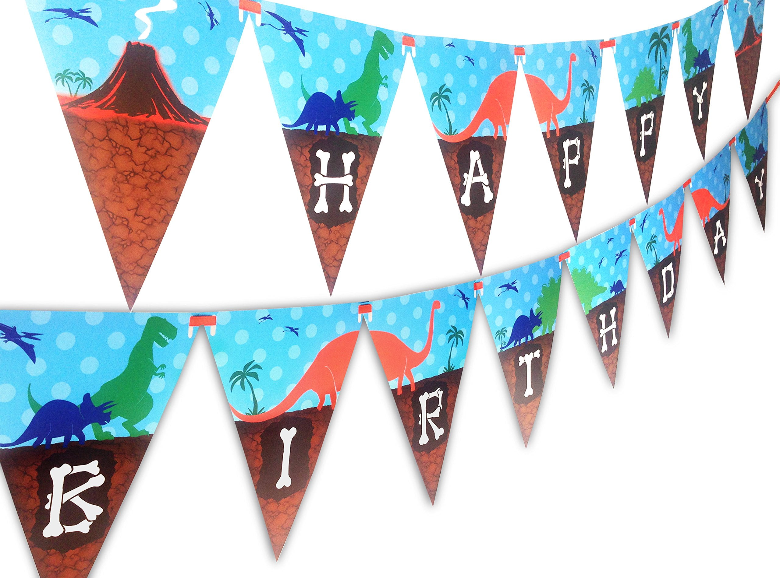 Dinosaur Happy Birthday Banner Pennant - Walmart.com