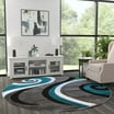 Spiral/Swirls Modern Contemporary Hand Carved Area Rug-Silver/Turquoise ...