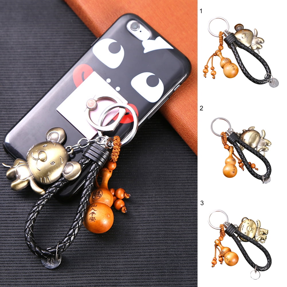 SPRING PARK Fashion Peach Wood Carving Chinese Zodiac Keychain Gift ...