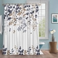 Black Brown Gradient Leaf Shower Curtain for Bathroom, Rustic ...