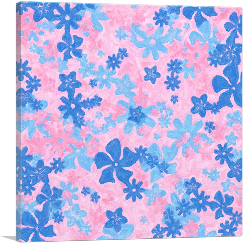 ARTCANVAS Baby Blue Pink Camo Camouflage Flowers Pattern Canvas Art ...