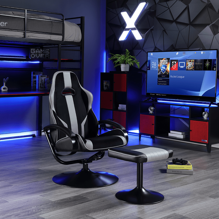 X Rocker Milano Pedestal Gaming Chair with Footrest, Black X Rocker Milano Pedestal Gaming Chair with Footrest, Black