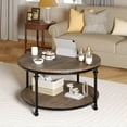 Round Coffee Table for Living Room Rustic Center Table with Storage ...