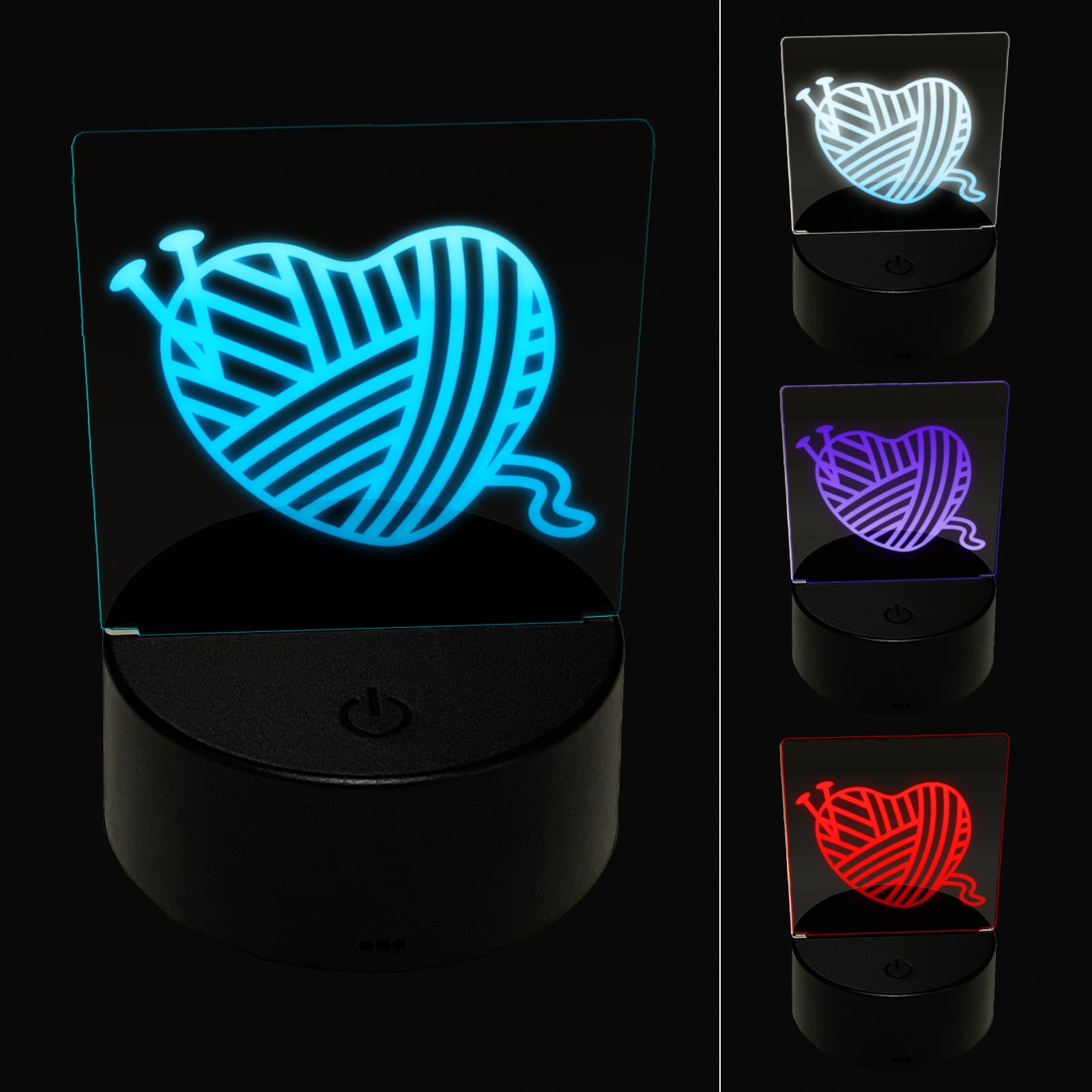 Yarn Heart Knitting LED Night Light Sign 3D Illusion Desk Nightstand ...
