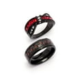 Matching Ring Couple Ring Black Gold Plated 1CT Red CZ Women Wedding ...