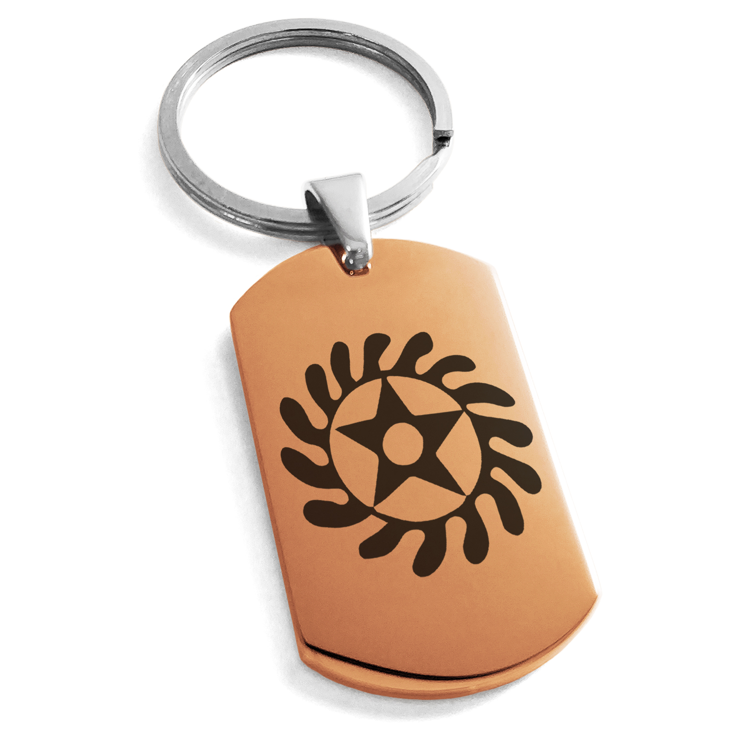 Stainless Steel Aztec Transformation Rune Engraved Dog Tag Keychain ...