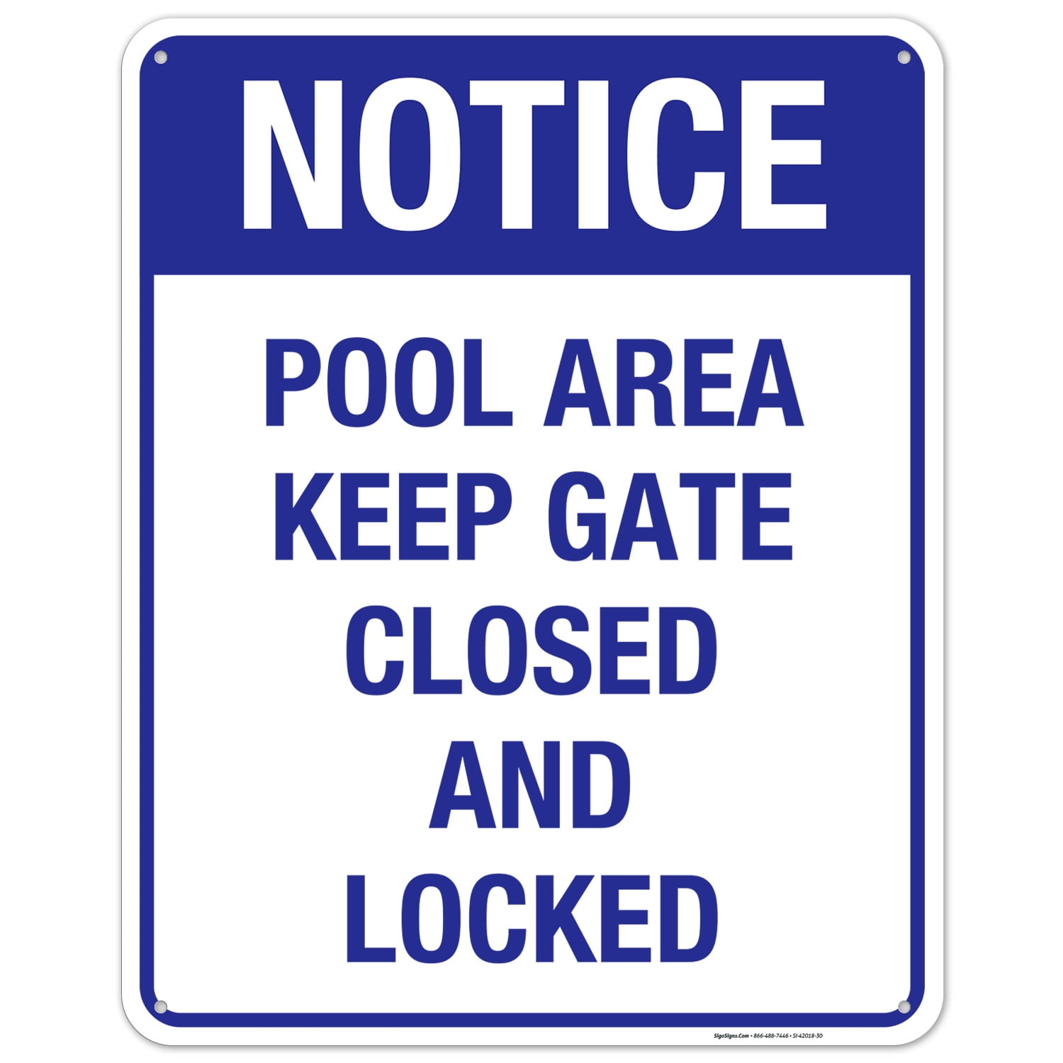 Pool Area Sign, Keep Gate Closed and Locked Sign, Pool Sign, - Walmart.com