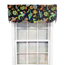 RLF Home Floral Printed Living Room Curtain, Pouf Glory 3in Rod Pocket ...