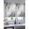 Abstract Marble Sheer Curtains 54 Inch Long 1 Panel Navy Blue Gold ...