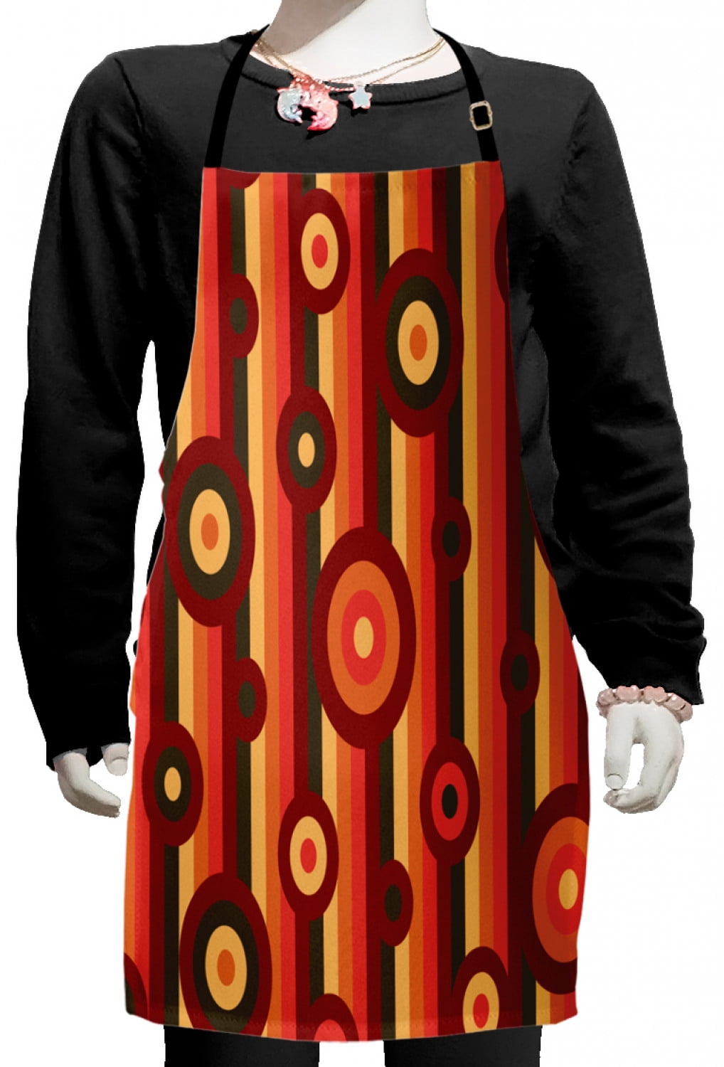 Retro Kids Apron, Colorful Abstract Funky Pattern Circles and Dots on ...