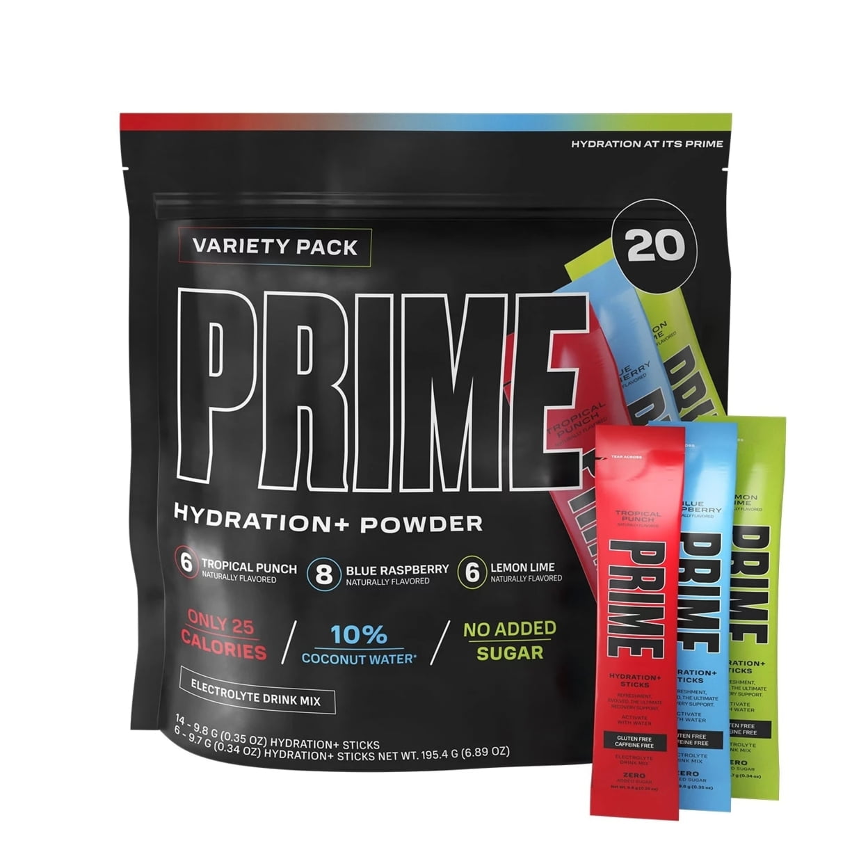 Prime Hydration+ Electrolyte Powder Mix Sticks, Variety (Pack of 20 ...