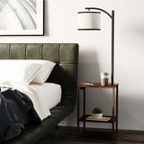 SUNMORY Modern Floor Lamp with Charging Port & Storage Shelves, Brown ...