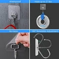 100 Pack Clear Adhesive Hooks, 37lb(Max) Heavy Duty Self Adhesive Hooks ...