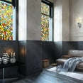 VEELIKE Window Film Privacy Classy Stained Glass Window Cover Static ...