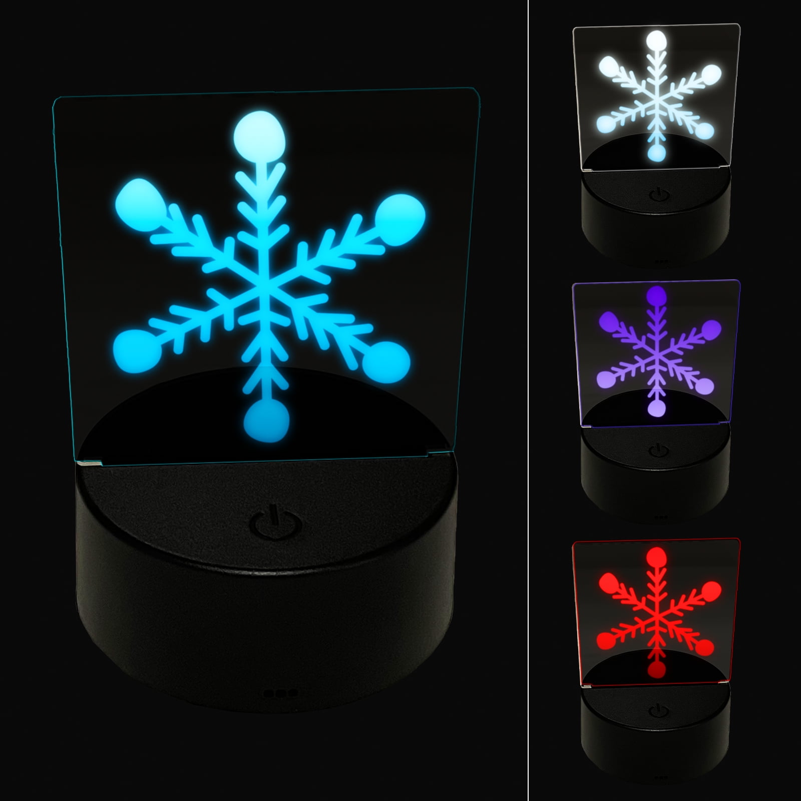 Snowflake Doodle Winter LED Night Light Sign 3D Illusion Desk ...