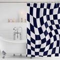 Abstract Illusion Aesthetic Grid Art Shower Curtain Set, Waterproof ...