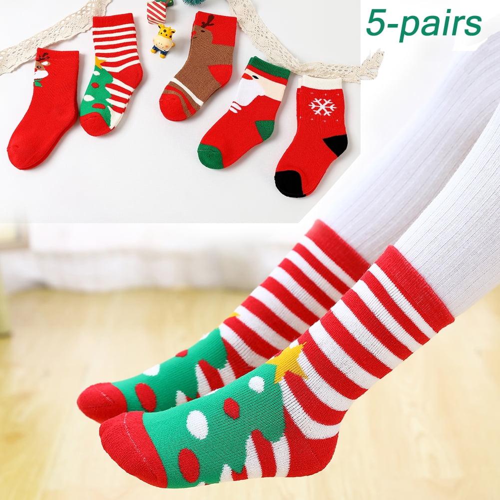 URMAGIC 4-12Y Child Boy Girl Christmas Socks Child Terry Lined Warm ...