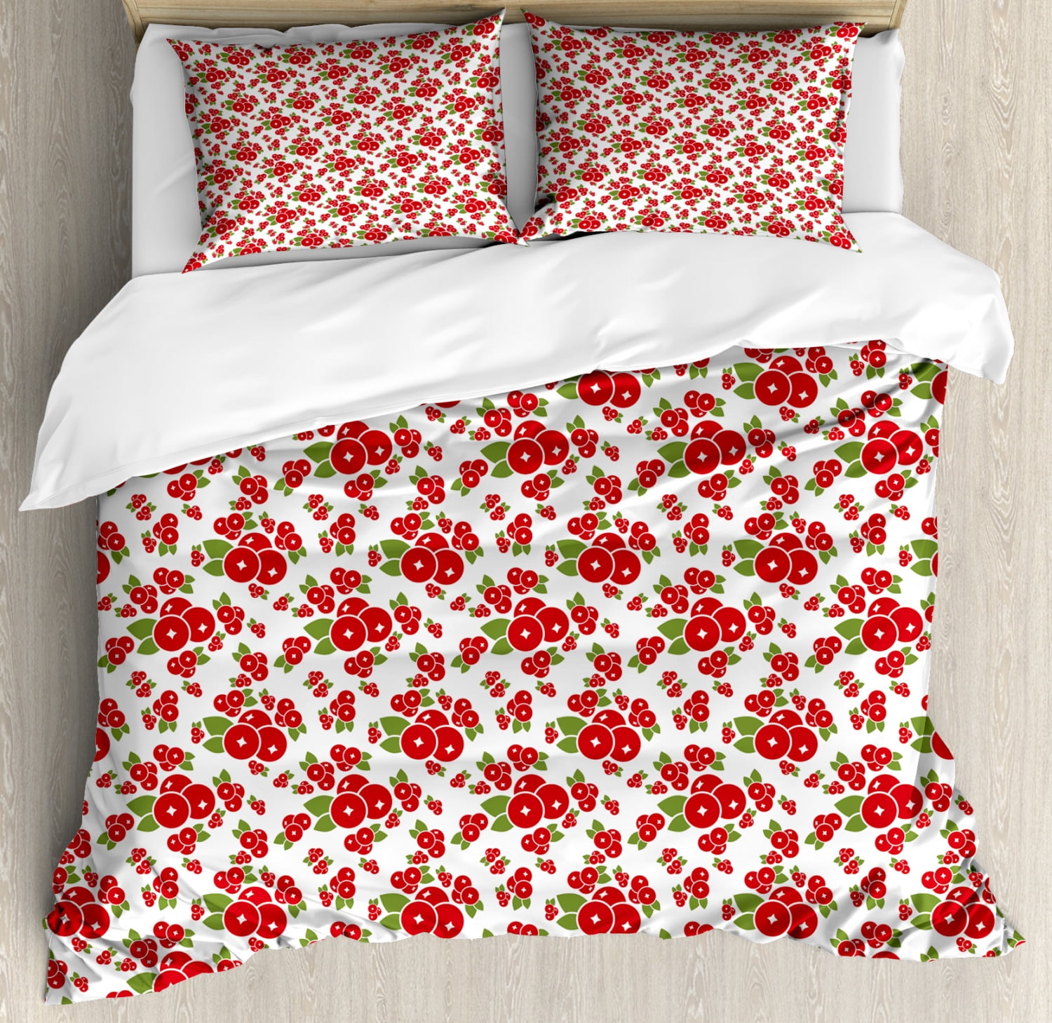 Cranberry Duvet Cover Set King Size, Childish Fruit Branches Cute Kids ...