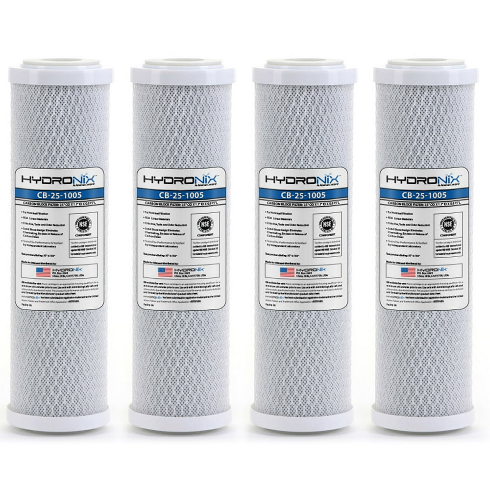 Hydronix 4 Pack Carbon Block Water Filters Coconut Shell CTO for Whole ...