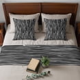 Bed Runner for Queen Size Bed, Black Striped 3 Pcs Bedding Runner Set ...