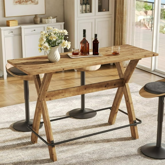 Tribesigns 63" Long Bar Table, Rectangle Kitchen Counter Height Table ...
