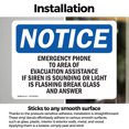 (2 Pack) Emergency Phone To Area Of Evacuation Assistance OSHA Notice ...