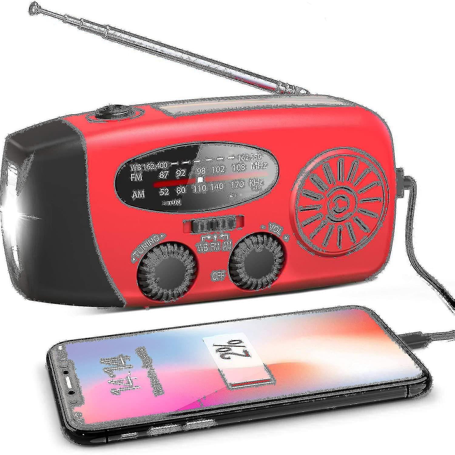 Mng Emergencia Solar Manivela Am/fm Dinamo Radio Meteorológica Linterna ...